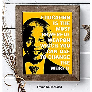 Nelson Mandela Poster, 8x10 - Classroom Decor - Inspirational Quotes Wall Art - Teacher Gifts - School Decorations - Motivational Wall Decor - Nelson Mandela Wall Art - Positive Quotes for Kids