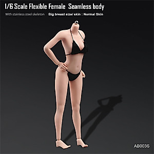 1/6 Scale Female Seamless Body Normal Skin Curvy Ass Action Figure Body 12'' Steel Skeleton Flexible Big Breast Body Doll