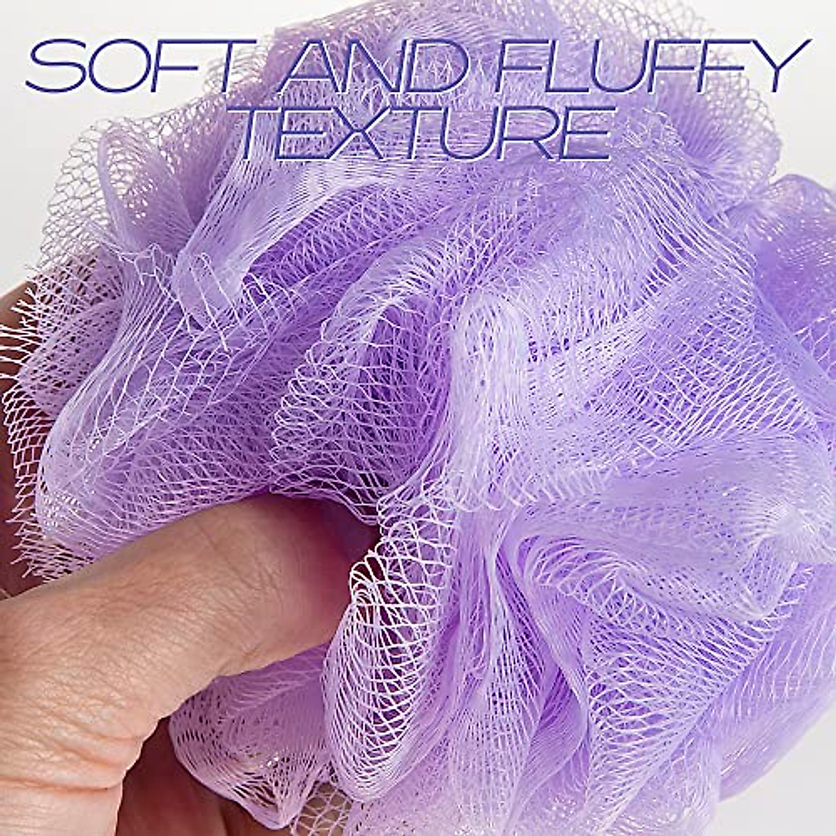 Nicole Miller Loofah Sponge Set | Exfoliating Bath & Shower Poufs Body Scrubber, 6 Pack, with Mesh Bag (Pastels)