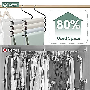 Pants Hanger Jeans Trouser Hanger 3 Pack Stainless Steel Rack Non Slip Closet Space Saver for Tie Scarf Shock Jeans Towel Clothes(Black)