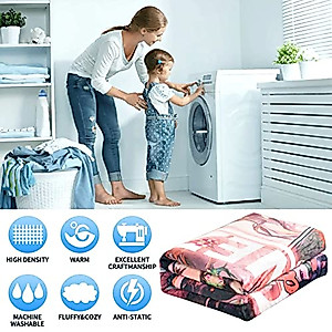 Nezuko Fluffy Blanket Anime Super Soft Throw Blankets Cozy Flannel Gift Blanket for Kids Adults All Season(50" X 60")