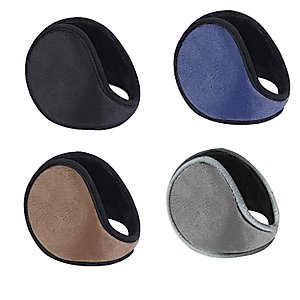 WeiMeet 4 Pieces Unisex Fleece Earmuffs Foldable Earmuffs Winter Outdoor Ear Warmer Men’s Earmuffs Women’s Earmuffs (Mixed Color)