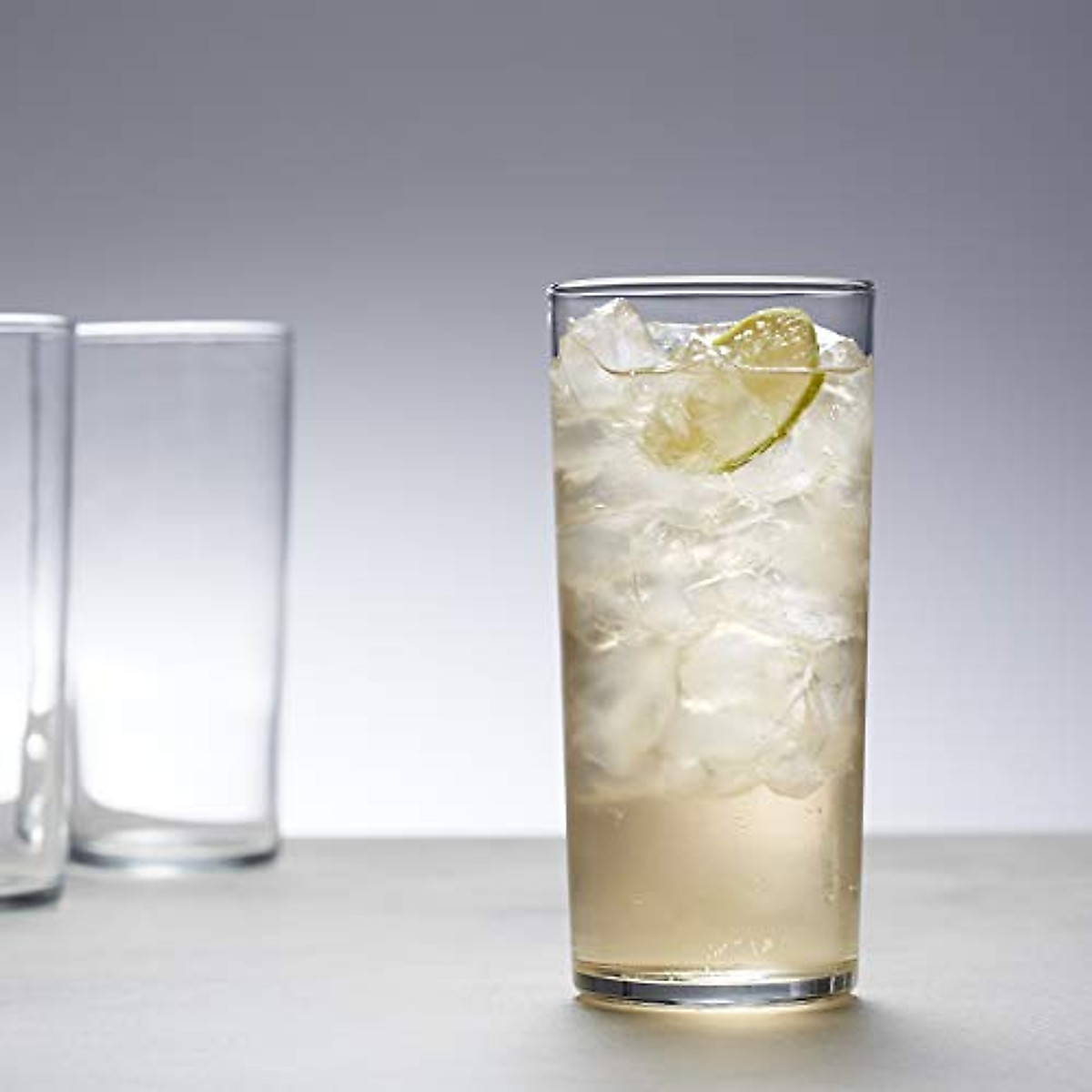 Amazon Basics Ridgecrest Coolers Glass Drinkware Set, 15.5-Ounce, Set of 6, Clear