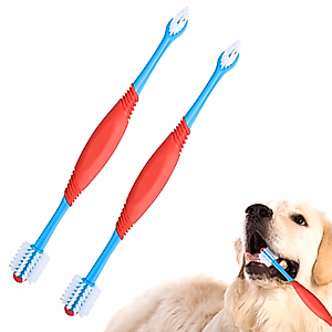 STSAIL 2PCS Dog Toothbrush 360 Degree Dog Tooth Brush, Dual Head Dog Tooth Brushing Kit Non Slip Toothbrush for Dogs and Cat Teeth Clean Pet Toothbrush Dental Care