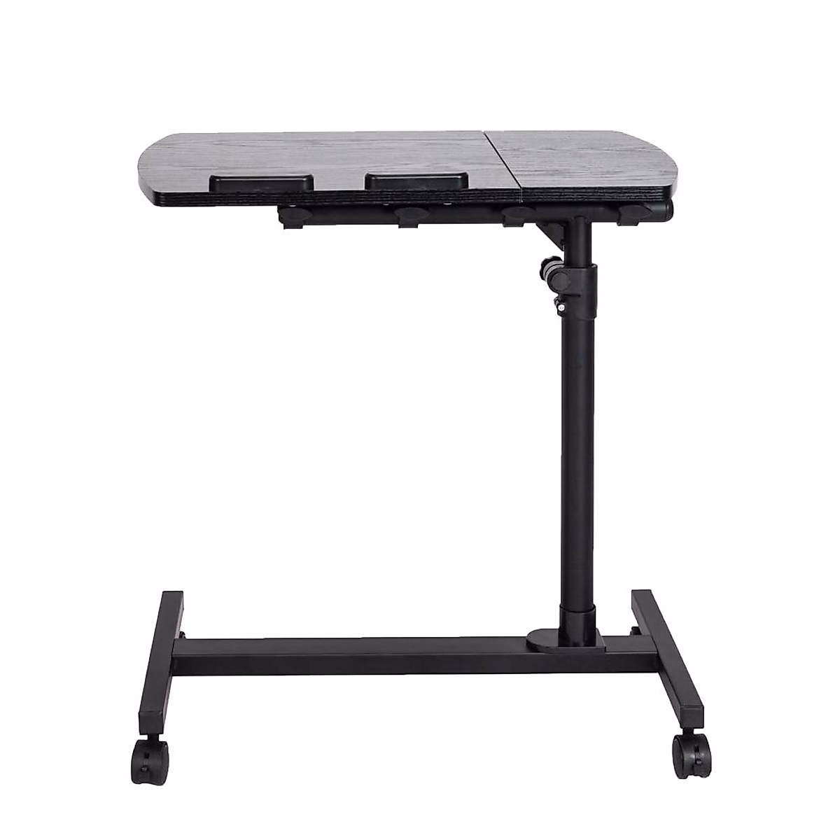 Portable Swivel Laptop Table Desk Adjustable Angle & Height Rolling Stand Tiltable Tabletop Desk Laptop Notebook Sofa/Bed Side Table Hospital Table Stand W/Lockable Casters, Black