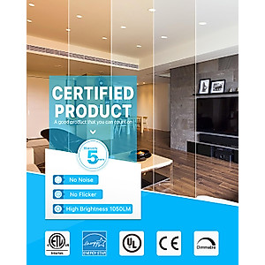 Ensenior 24 Pack 6 Inch LED Recessed Ceiling Light, Dimmable, 2700K-5000K 5CCT, 1050LM 12W 120V, High Brightness Canless Wafer Downlight - ETL&FCC&IC