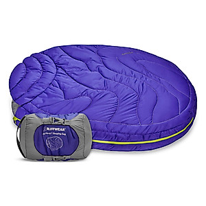 Ruffwear, Highlands Dog Sleeping Bag, Water-Resistant Portable Dog Bed for Outdoor Use, Huckleberry Blue, Large
