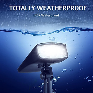 Solar Spot Lights Outdoor, SainSonic IP67 Waterproof Spotlights with a No Peeling Panel and Screwless Design for Long Life, LED Garden Wall Yard Pool Landscape Lighting, 700 Lumens Cool White, 2 Packs