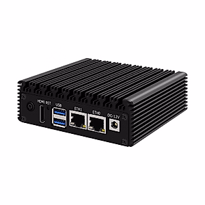 HUNSN Micro Firewall Appliance, Mini PC, OPNsense, VPN, Router PC, Intel Celeron N4000, RJ12, AES-NI, 2 x Intel 2.5GbE I226-V LAN, RST, HDMI, 2 x USB3.0, 4G RAM, 128G SSD