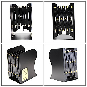 Md Trade Bookends Metal Iron Adjustable Books Holder Stand Desk Heavy Duty Nonskid Bookend, Black