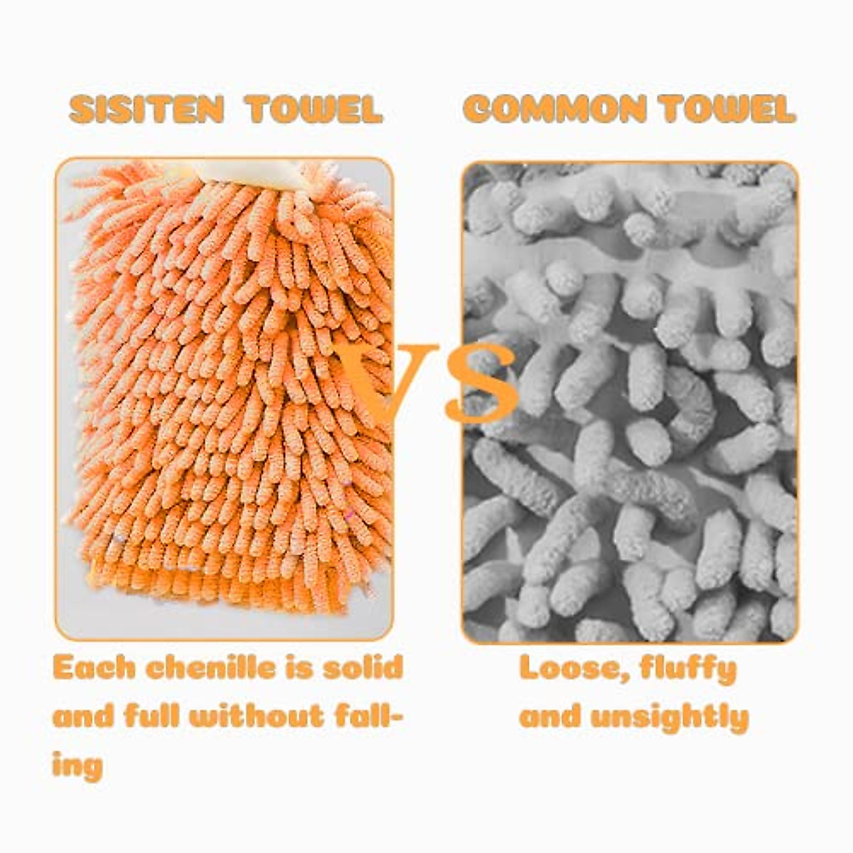 Cute Hedgehog Chenille Hand Drying Towels for Kitchen and Bathroom, Hanging Funny Hand Microfiber Towel with Button Loop, Set of 4