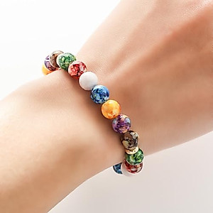 Pulsera Arus 7 Chakras Original,Healing Stones Bracelet Chakra Bracelets for Women 7 Chakra Bracelet Healing Crystal Stone Bracelets Yoga Balance Energy Volcanic Stones Bracelet Christmas Gifts