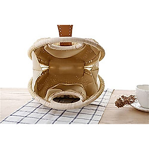 Women's Shell Shape Straw Bag Rattan Beach Tote Summer Straw Tote Bag (Brown,One Size)