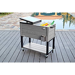 Permasteel PS-205-GRY-AM 80 Quart Patio Cooler, Gray
