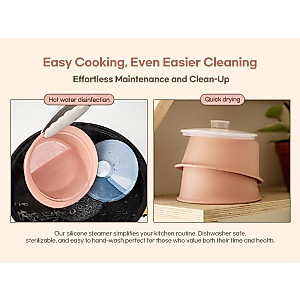 AGUARD MOMOBIN Microwave Silicone Steamer for Baby Food, Dishwasher & Oven Safe to 482°F, Easy Clean, Korea Made (Terracotta Rose, 27.1oz (800ml))