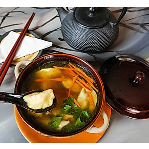 ECODECO Bake & Serve - Large Ceramic Soup Bowls With Handles - 30 Ounce - Set of 2 - Oven-, Microwave and Dishwasher Safe Pots with Lids