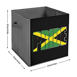 Jamaica Pride Flag Storage Bin Foldable Cube Closet Organizer Square Baskets Box with Dual Handles