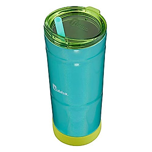 Bubba Envy S Vacuum-Insulated Stainless Steel Tumbler with Lid, Straw, and Removable Bumper, 24oz Reusable Iced Coffee or Water Cup, BPA-Free Travel Tumbler, Island Teal Iridescent