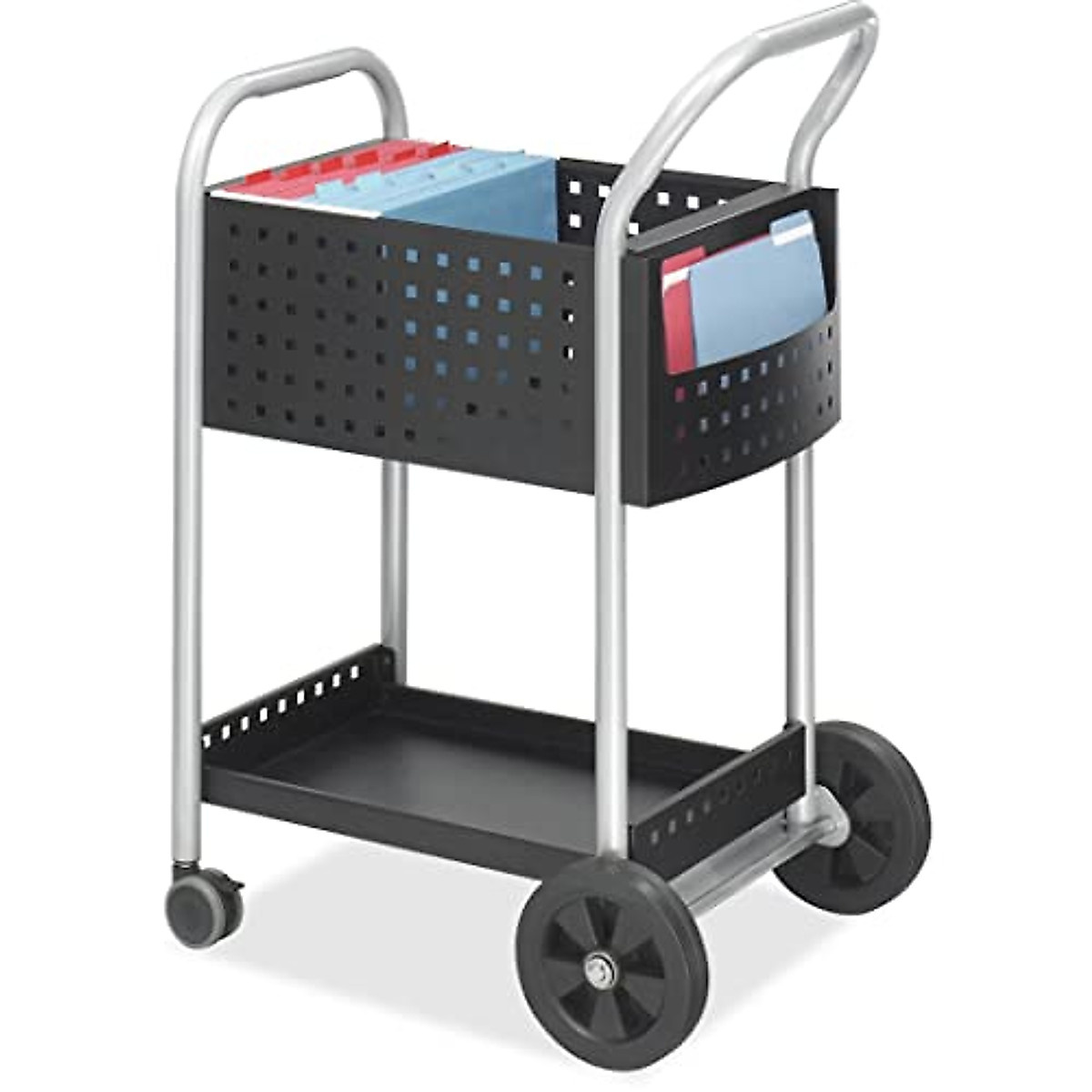 Safco Products Scoot Mail Cart: Durable Steel Design Holds up to 75 Legal-Sized Folders, Swivel Wheels, Silver Accents and Powder Coat Finish