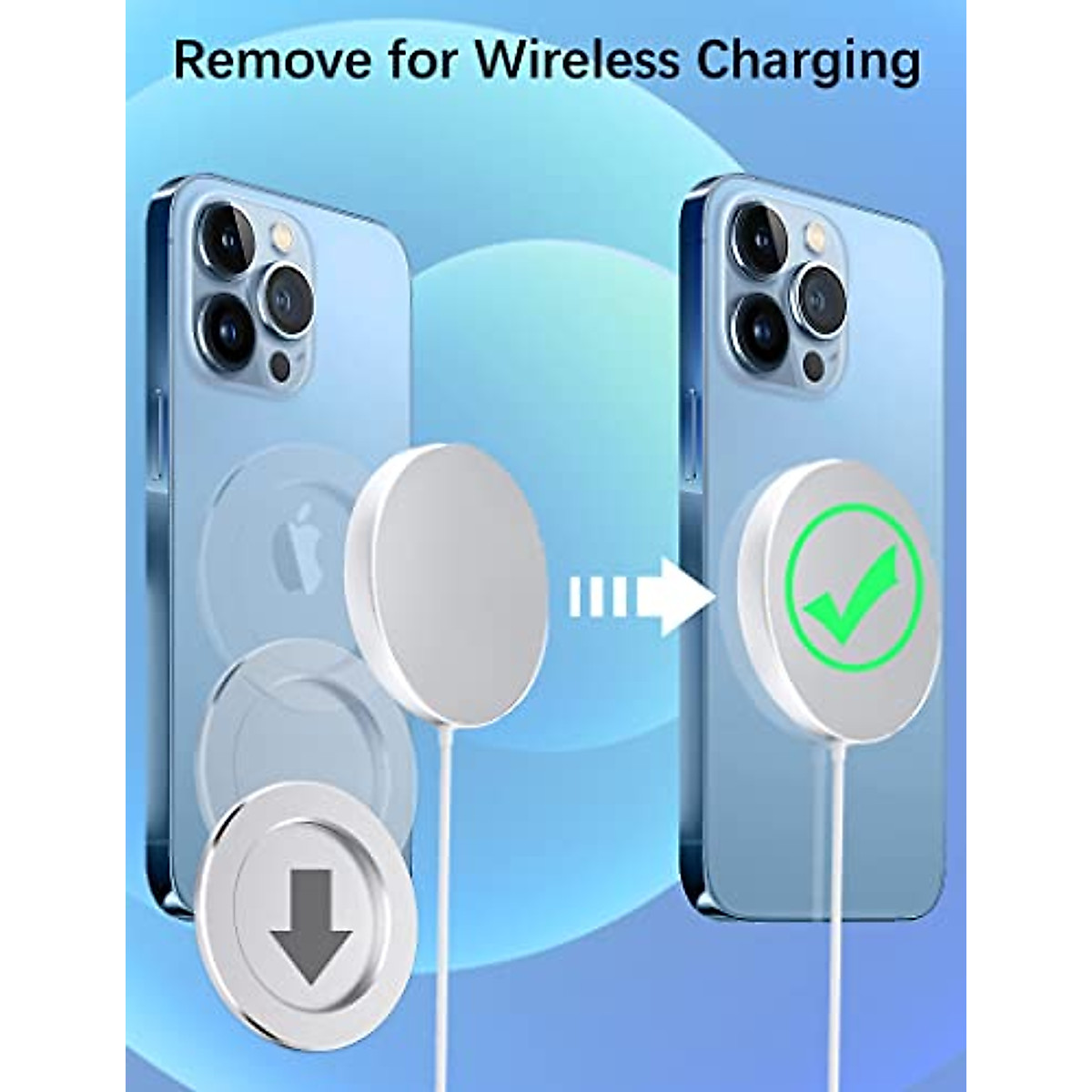 Tomorotec Magnetic Base Plate (Silver) for Phone Grip Holder Ring Stand Removable Accessory for Wireless Charging Compatible with iPhone 12 & Magnetic Case with Charging Ring [Phone Grip Not Included]