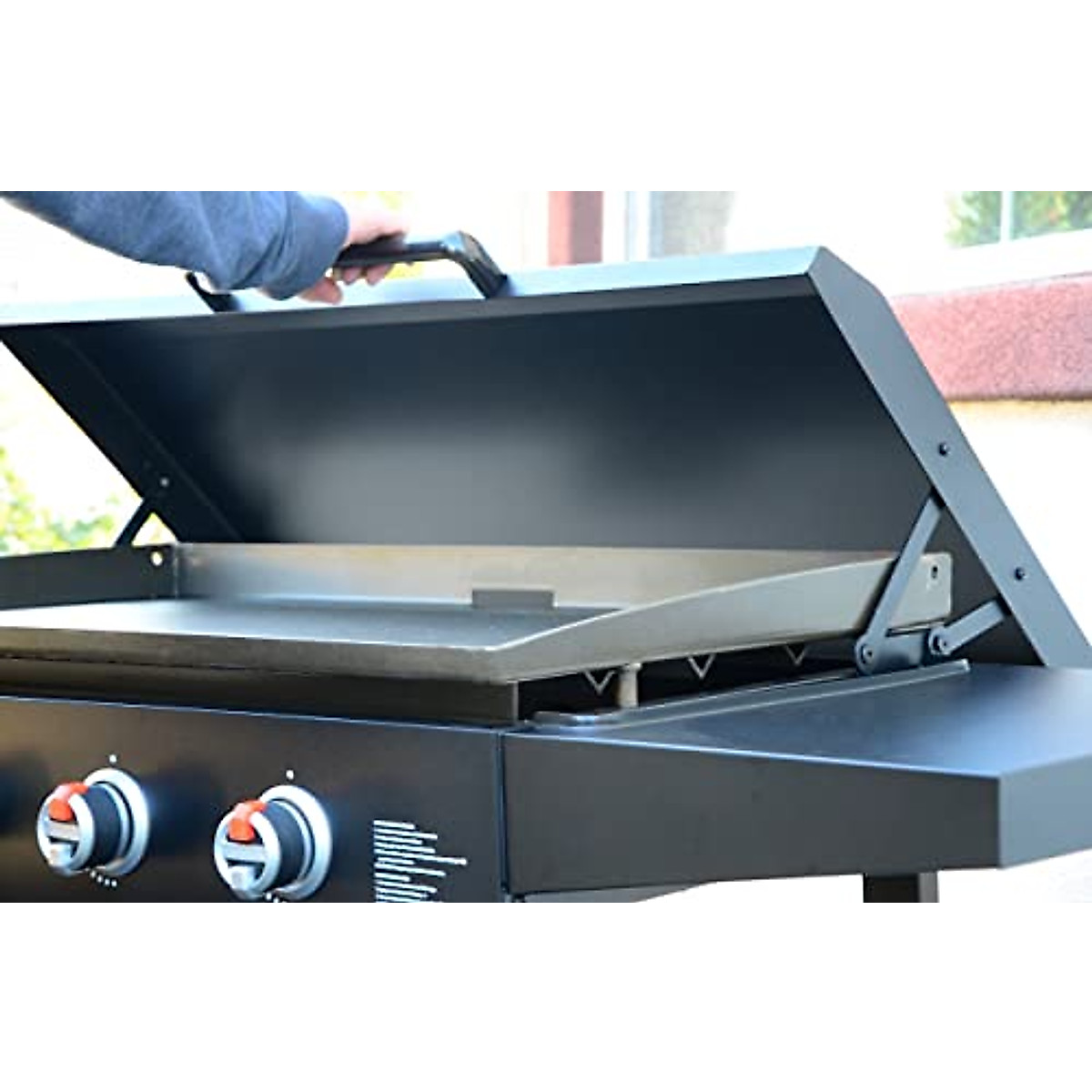 Jforest Blackstone Push-Pull Griddle Cover Lid with Bakelite Handle, Powder Coated Steel, Blackstone Griddle Cover, Matte Black (36 inch (Model #1984 Friendly))