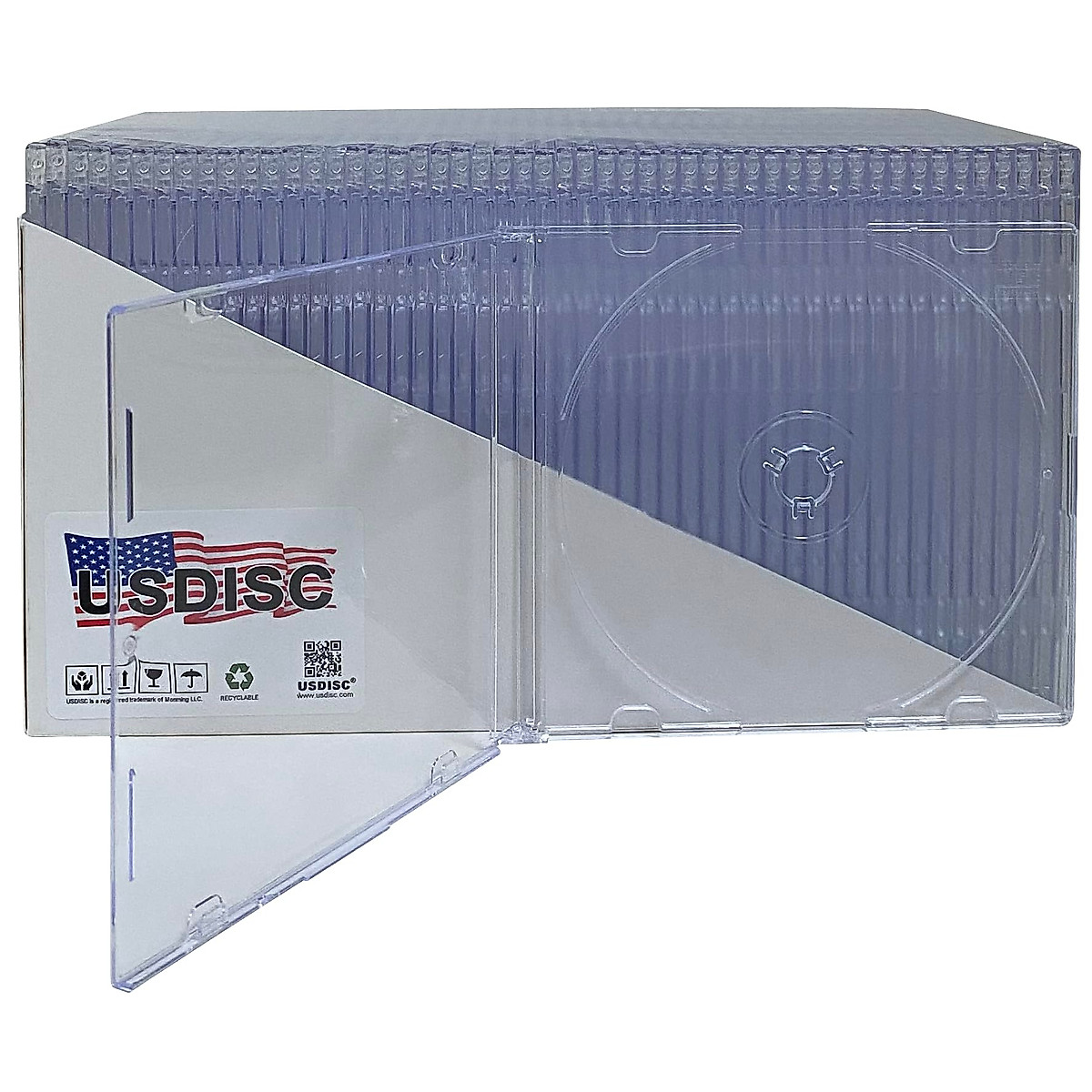 USDISC CD Jewel Cases Slimline 5.2mm, Single 1 Disc, Clear, Pack of 400