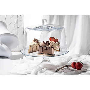 Footed Cake Plate - with Dome - Classic Clear Collection - for Cake - Cheese - Fruit - Plate is 13" Diameter - Dome is 11.5" Diameter - Made in Europe - by Barski