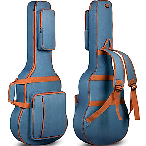 CAHAYA Acoustic Guitar Gig Bag 0.35inch Padded Guitar Bag Soft Denim Guitar Case with Three Large Storage Pockets Guitar Case Cover for 40 41 42 Inch Guitars