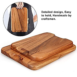 2 Pcs Acacia Wooden Serving Platter for Bar Coffee Party Rectangle Food Dishes Trays Decorative Wood Plates Rectangular Snack Platter Fruit Tray for Decor Cheese Serving Boards Charcuterie Boards