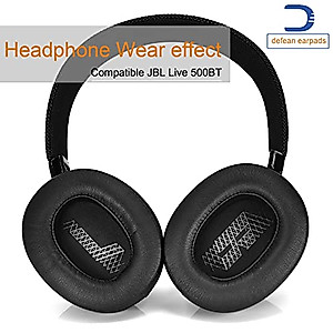Live 500 BT Earpads – defean Ear Cushion Replacement Cover Foam Ear Pads Compatible with JBL Live 500BT Wireless Over-Ear Headphones，Ear Pads with Softer Leather, Noise Isolation Foam (Black)