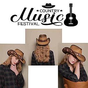 WELLATENT Cowboy Hats for Women, Brown Cowgirl Hats Classic Straw Western Hats for Women Music Festival Party Beach.