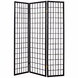 ORE International 3-Panel Room Divider, Black, 70" x 6" x 50"