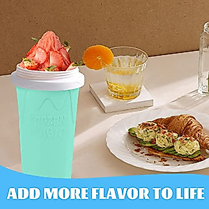 Slushy Maker Cup, Frozen Magic Slushie Maker Cup, Quick Cooling Maker Cups with Lids and Straws, Double Layer Silicone Smoothie Cup, Cool Fun Stuff Things Gadgets for Everyone (New Blue)
