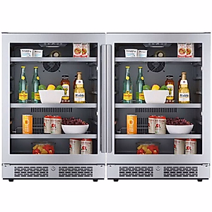 Avallon ABR242SGDUAL 48 Inch Wide 280 Can Energy Efficient Beverage Center with LED Lighting, Double Pane Glass, Touch Control Panel and Lockable Doors