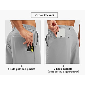 TBMPOY Men's Golf Shorts 9'' Elastic Waist Quick Dry for Flat Front Travel Casual Shorts with 5 Pockets(Light Grey,34)