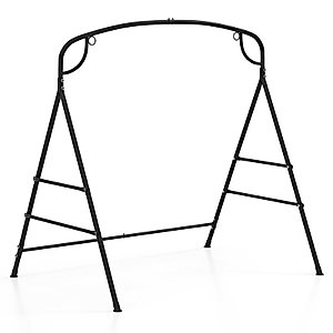Tangkula Metal Swing Frame, Porch Swing Stand with Extra Side Bars, Heavy Duty Swing Frame Outdoor for Swing, Hammock, A-Frame Swing Stand Frame Outdoor for Lawn, Garden, Backyard