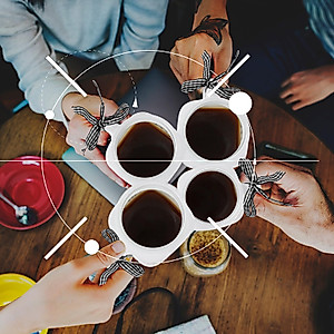 Dandat 6 Set of Matte White Mason Jar Coffee Cups 16 oz Farmhouse Mason Jar Mugs with Handles Coffee Drinking Glasses with Ribbon for Cold Coffee Beverages Cocktails Sodas Juice Decoration Storage