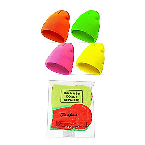 JenPen Neon Beanie Hat Slouchy Beanie Cap Unisex Knitted Winter Hat Ski Plain Beanie Cap for Men and Women (4 Pieces), Green, Yellow, Orange and Pink, One Size