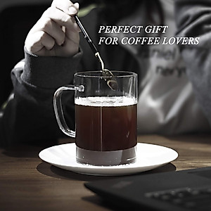 LUXU Glass Coffee Mugs 16 oz,Set of 2 Large Glass Coffee Cups Clear Tea Cups,Iced Coffee Glasses,Lead-Free Drinking Glasses for Water,Cappuccino,Latte,Cereal,Yogurt,Milk-Flat Bottomed Design