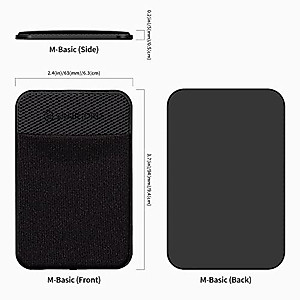 Sinjimoru Stretchy Magnetic Phone Wallet, Magnetic Card Holder for Back of Phone as Phone Wallet Stick On for MagSafe Wallet Compatible with iPhone 15 14 13 12 Series. M-Basic Black