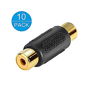 ELECTOP [10 Pack] RCA Female to Female Coupler Audio Video Gold Adapter, for Phono,Speaker,RCA Cable,Amplifier