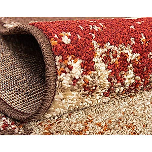 Unique Loom Autumn Collection Modern Contemporary Casual Abstract Area Rug, 2' x 6' 1" Runner, Beige/Brown