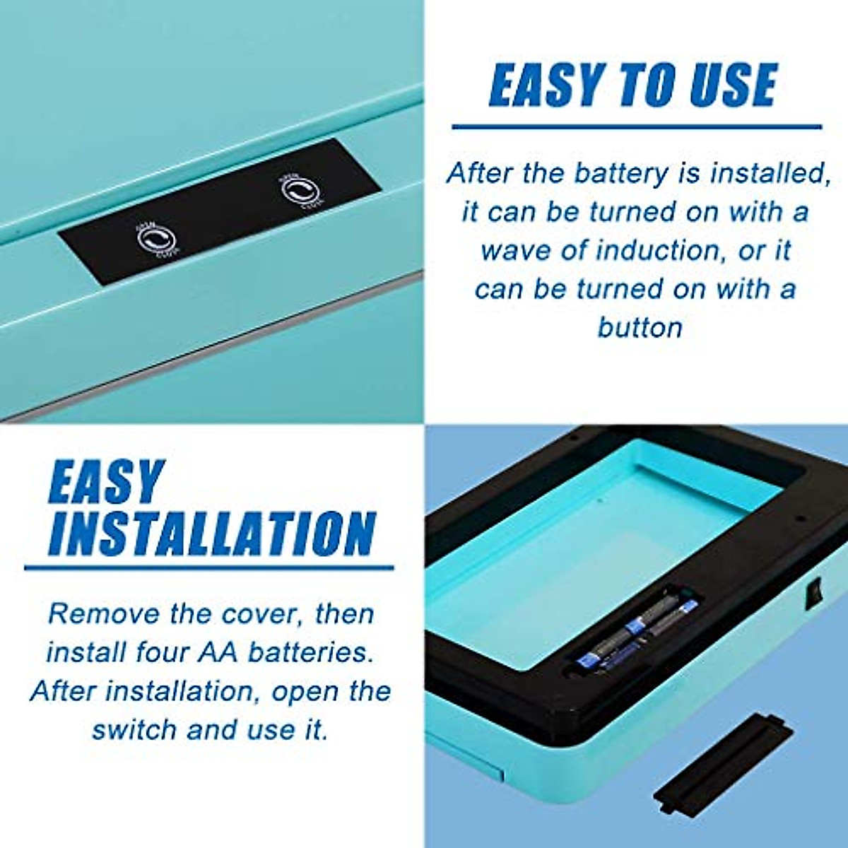 Automatic Trash Can 13 Gallon Trash Can with Lid, Kitchen Garbage Can 50 Liter High-Capacity Waste Bins Touch Free Kitchen Trash Can Plastic Trash Can for Bathroom Bedroom Home Office, Blue