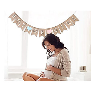 Boy or Girl Burlap Banner - Burlap Baby Shower Banner , Baby Shower Decorations , Gender Reveal, Rustic Girl Boy Shower Burlap Banner , Photo Decoration Props (Gender Reveal Banner)