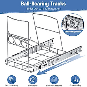 Pull Out Trash Can Under Cabinet - Under Sink Trash Can Pull Out Kit, Adjustable Kitchen Garbage Can Pull Out, Roll Out Kitchen Cabinet Trash Can Slide Out Rack for 7-11 Gallon Trash Can Not Included