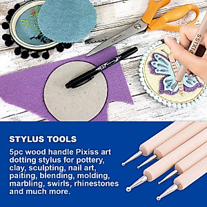 E6000 Jewelry Bead Adhesive Glue for Jewelry Making with 4 Precision Applicator Tips and Pixiss Art Dotting Stylus Pens 5 pcs Set - Rhinestone Applicator Kit