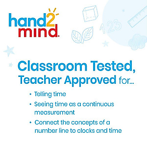hand2mind NumberLine Clock, Telling Time Teaching Clock, Learn to Tell Time Clock, Analog Classroom Learning Clock, Teaching Time Math Manipulatives, Clocks for Kids Learning to Tell Time (Set of 6)