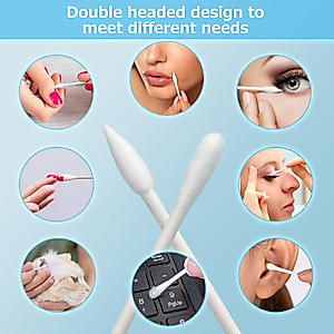 Lsed, Cleaning swabs for Commercial uses, 100 Count Natural Cotton Buds, Individually Wrapped Double Tipped Cotton Tips for Ear, Beauty Care, Cleaning (Round & Pointed Shape Cotton Heads)