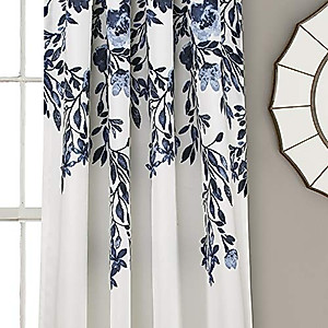 Lush Decor Tanisha Curtains Room Darkening Floral Vine Print Design Window Panel Set (Pair), 52" W x 84" L, Tangerine & Turquoise