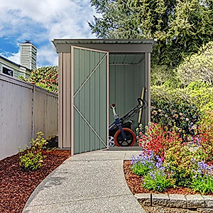 UDPATIO Outdoor Storage Shed 5x3 FT, Metal Garden Shed for Bike, Garbage Can, Tool, Lawnmower, Outside Sheds & Outdoor Storage Galvanized Steel with Lockable Door for Backyard, Patio, Lawn
